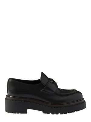 Prada Brand-plaque Leather Loafers - Black