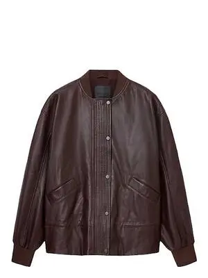 ALLSAINTS Sofi Leather Bomber Jacket - Oxblood Red