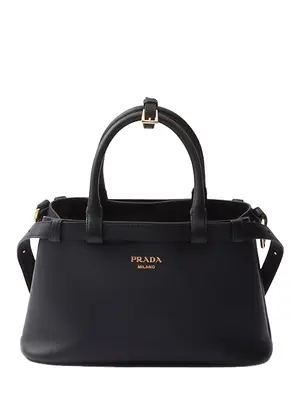 Prada Small Leather Tote Bag - Black