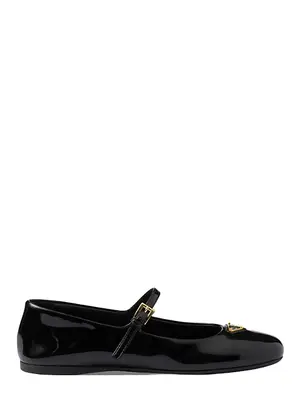 Prada Patent-leather Mary Jane Flats - Black