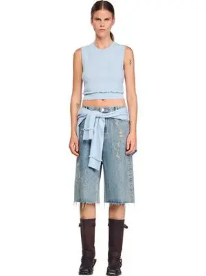 Sandro Sleeveless Cropped Sweater - Sky Blue