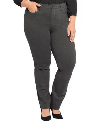 NYDJ Nydj Plus Marilyn Straight Ponte Pants Charcoal Heather