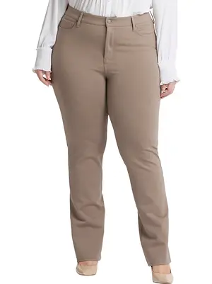 NYDJ Nydj Plus Marilyn Straight Ponte Pants Saddlewood