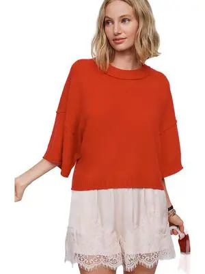 Anthropologie Goldie Crew-neck Cashmere Sweater - Rhythmic Red