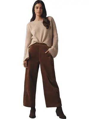 PILCRO Izzie Relaxed Corduroy Pull-On Barrel Pants Brown