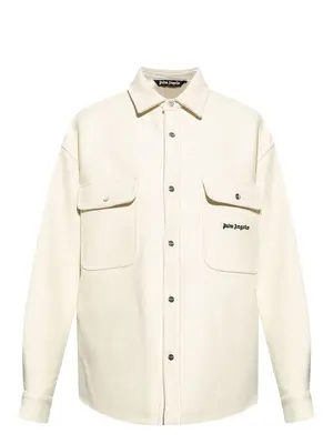 Palm Angels Logo-embroidered Shirt Jacket - White