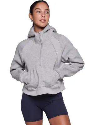 REBODY Rebody Active Fleece Half Zip Boxy Hoodie Heather Grey