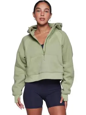 REBODY Rebody Active Fleece Half Zip Boxy Hoodie Matcha