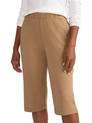 LANDS' END Sport Knit High Rise Capri Pants - Rich Camel