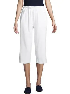 LANDS' END Sport Knit High Rise Capri Pants - White