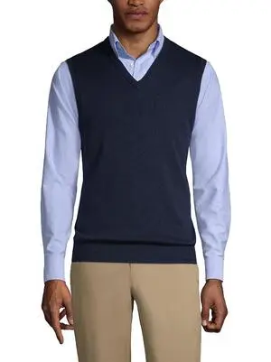 LANDS' END Cotton Modal Fine Gauge Sweater Vest - Classic Navy