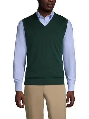 LANDS' END Cotton Modal Fine Gauge Sweater Vest - Evergreen