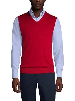 LANDS' END Cotton Modal Fine Gauge Sweater Vest - Red