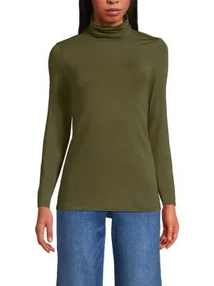 LANDS' END Long Sleeve Turtleneck - Olive Drab