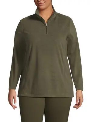 LANDS' END LANDS' END Fleece Quarter Zip Pullover Forest Moss