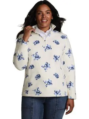 LANDS' END Quarter-zip Pullover - Ivory/clear Blue Tossed Floral