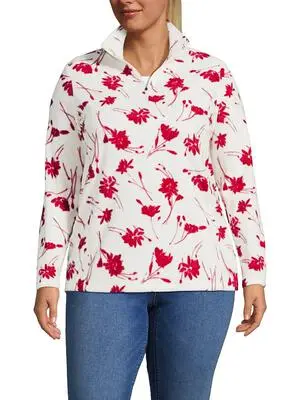LANDS' END Quarter-zip Pullover - Ivory/red Tossed Floral