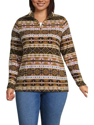 LANDS' END Quarter-zip Pullover - Lilac/camel Fairisle