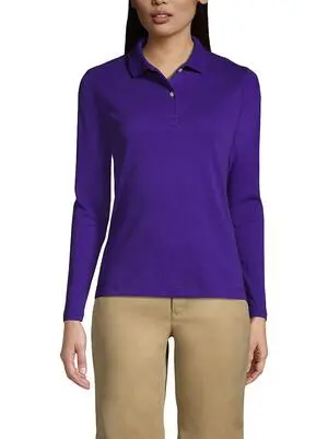 LANDS' END Long Sleeve Feminine Fit Interlock Polo Shirt - Deep Purple