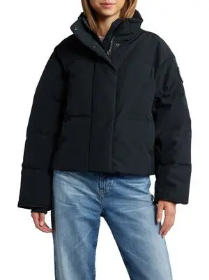 Canada Goose Grandview Label Cropped Down Puffer Jacket - Black