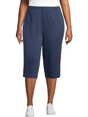 LANDS' END Sport Knit High Rise Capri Pants - Nightfall Blue