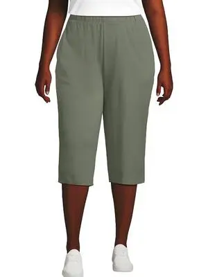 LANDS' END Sport Knit High Rise Capri Pants - Sage