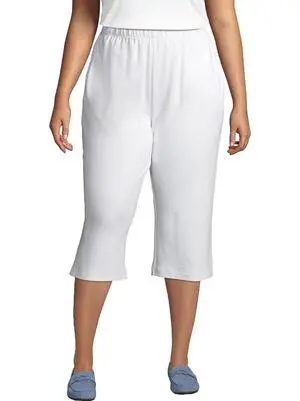 LANDS' END Sport Knit High Rise Capri Pants - White