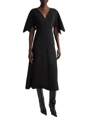 ST. JOHN St. John Collection Flutter Sleeve Stretch Cady Midi Dress