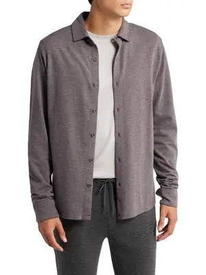Robert Barakett Shearwood Herringbone Knit Button-up Shirt - Port