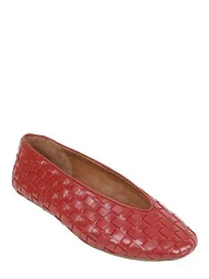 Gentle Souls Willow Woven Flat - Burnt Red Leather