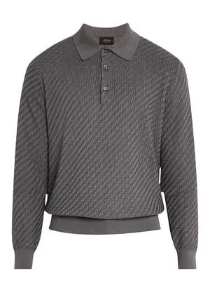Brioni Basketweave Polo Sweater - Graphite
