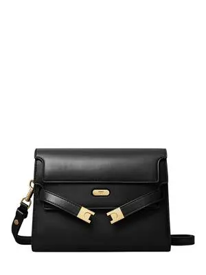 Tory Burch Tory Burch Lee Radziwill Leather Shoulder Bag Black