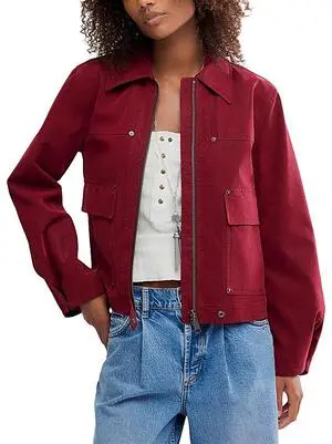 Free People Blair Faux Suede Jacket - Dionysus