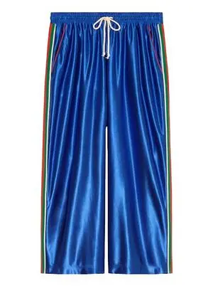 Gucci Shiny Jersey Pant With Web - Royal Blue