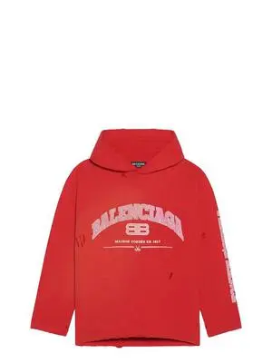 Balenciaga Maison Cropped Hoodie - Red