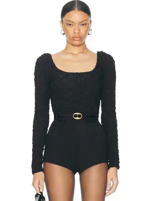 Givenchy Boat Neck Long Sleeve Top - Black
