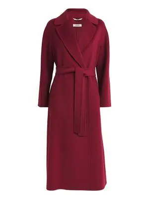 Max Mara Virgin Wool Wrap Coat Burgundy