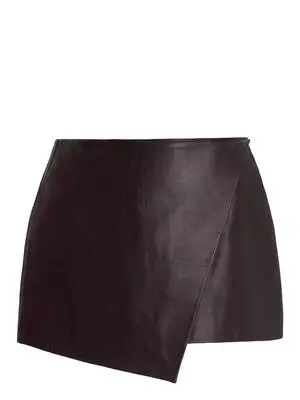 THE FRANKIE SHOP The Frankie Shop Cleo Leather Mini Wrap Skirt