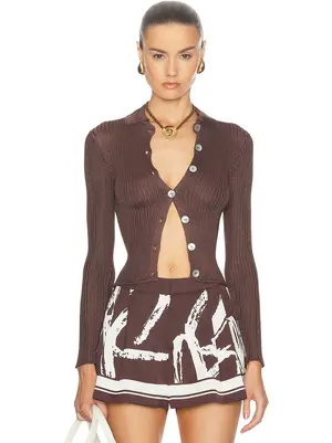Calle Del Mar Long Sleeve Cardigan Chocolate