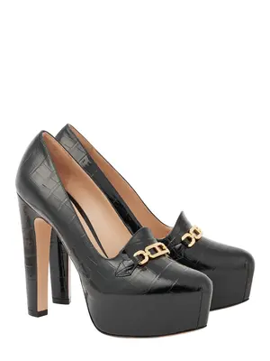 TOM FORD Croc-effect Patent Leather Platform Pumps - Black