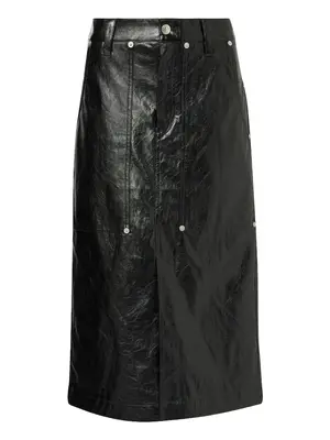 MARANT ETOILE Faux Leather Midi Skirt - Black