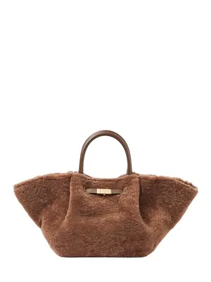 DEMELLIER New York Midi Shearling Tote Bag - Brown