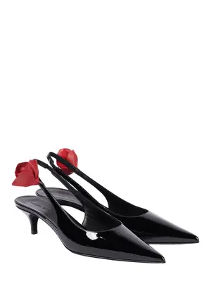 Magda Butrym Floral-applique Leather Slingback Pumps - Black