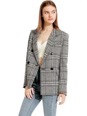 BELLE & BLOOM Piccadilly Wool Blend Plaid Blazer - Grey
