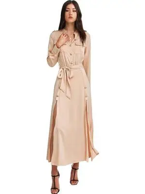 BELLE & BLOOM Lover To Lover Maxi Shirt Dress - Champagne