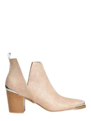 BELLE & BLOOM Austin Croc Embossed Ankle Boots Blush