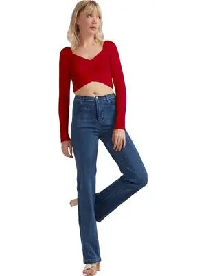 BELLE & BLOOM Forget Me Not Knit Crop - Red