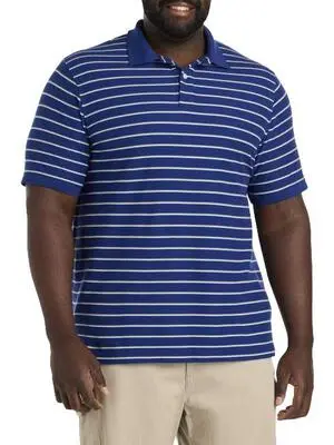 HARBOR BAY BY DXL Tri-color Striped Polo Shirt - Blue Multi