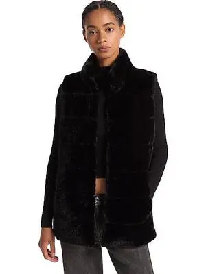 Michael Kors Quilted Faux Fur Vest - Black