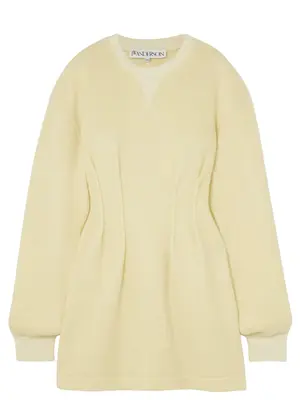 JW Anderson Pintucked Brushed-jersey Mini Dress - Yellow